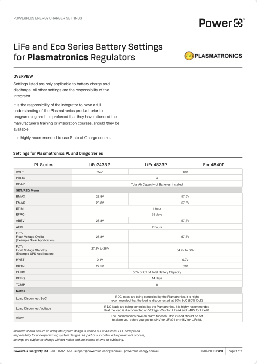 Charger Settings - PowerPlus Energy