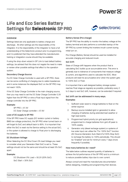Charger Settings - PowerPlus Energy
