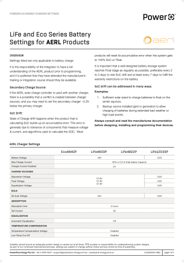 Charger Settings - PowerPlus Energy