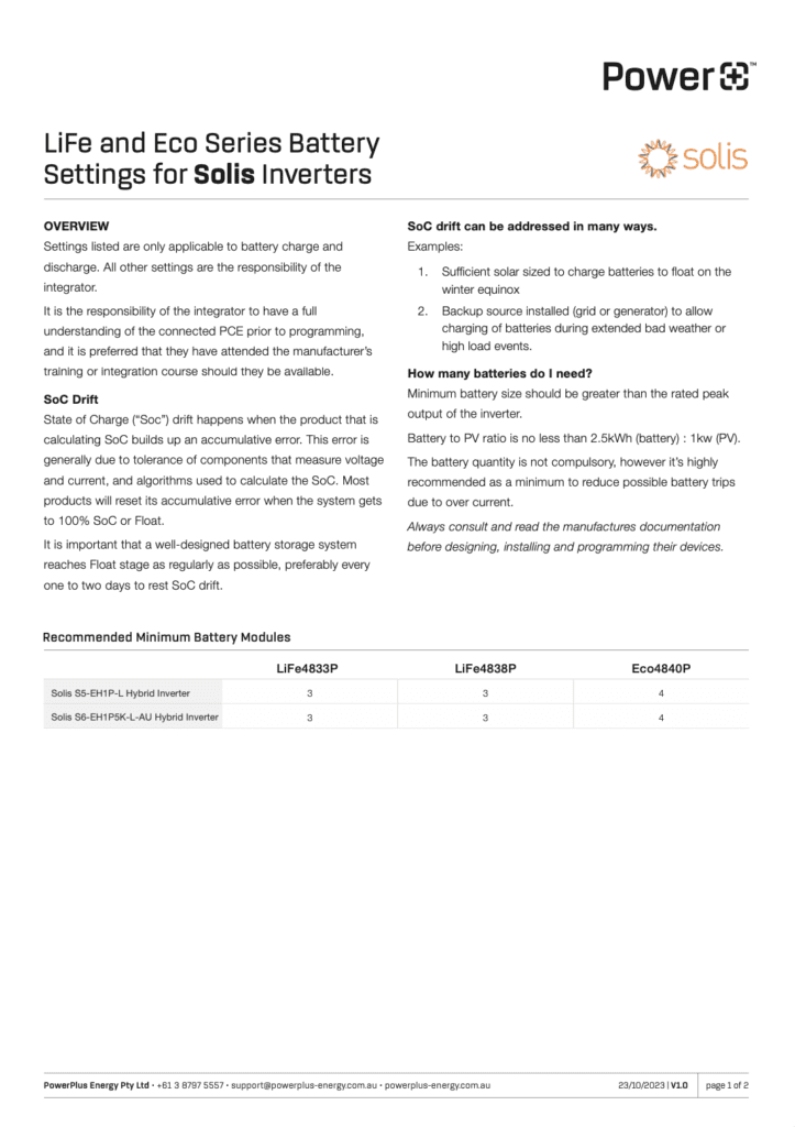 Charger Settings - PowerPlus Energy