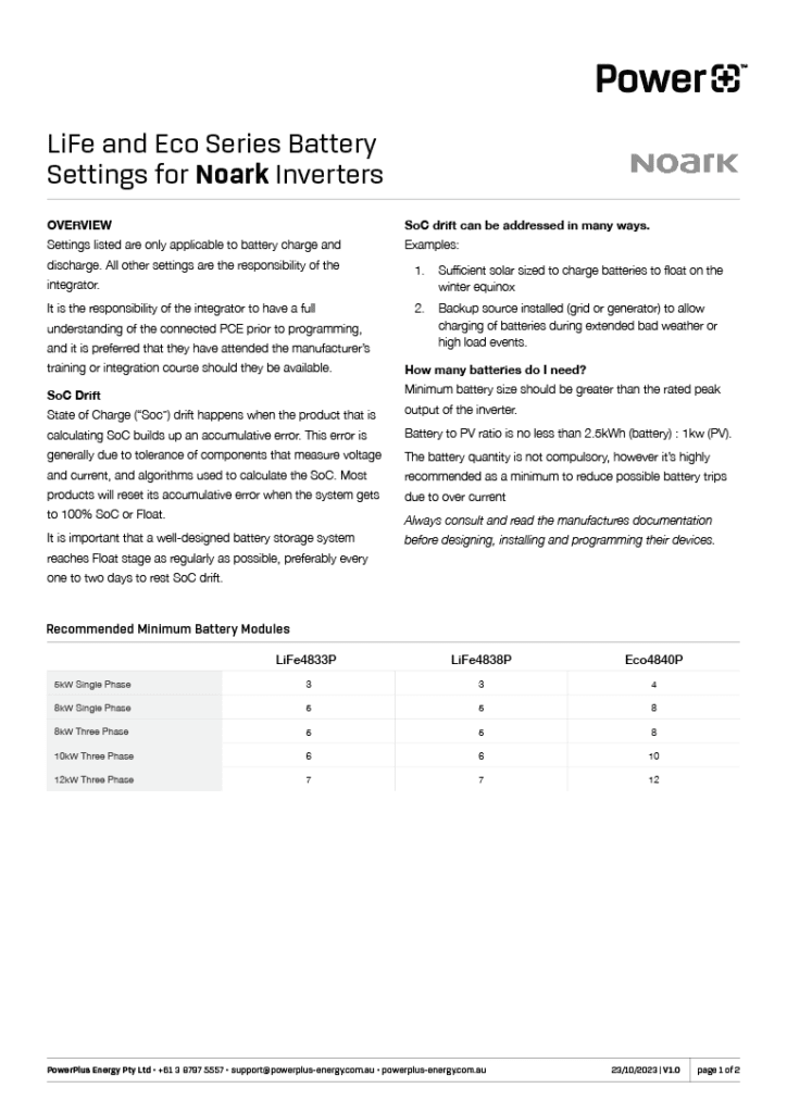 Charger Settings - PowerPlus Energy