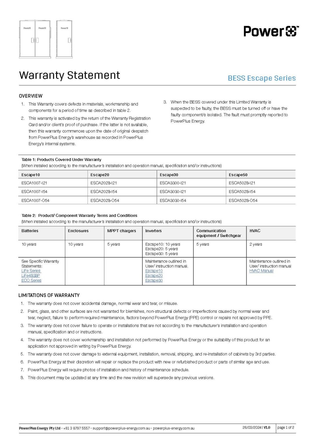 Warranty Statements - PowerPlus Energy